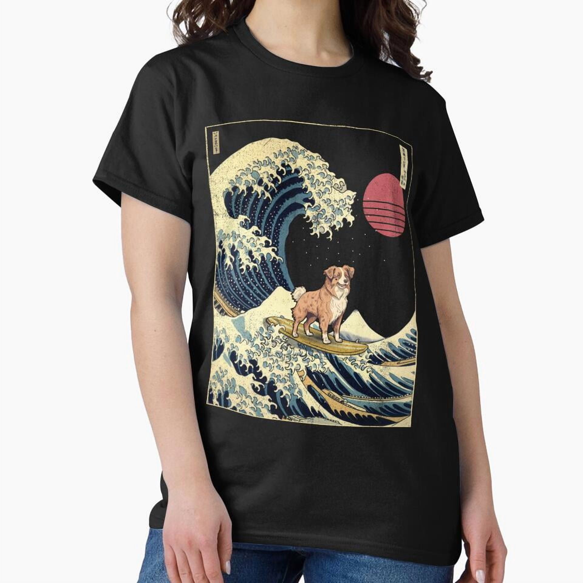 Australian Shepherd Great Wave off Kanagawa Japanese Art H1416 T-Shirt ...