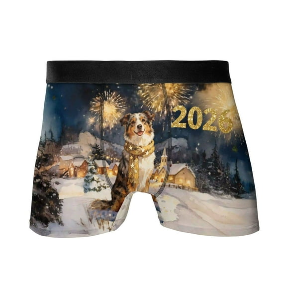 Australian Shepherd Happy New Year 2026 with Fireworks on New Year's ...