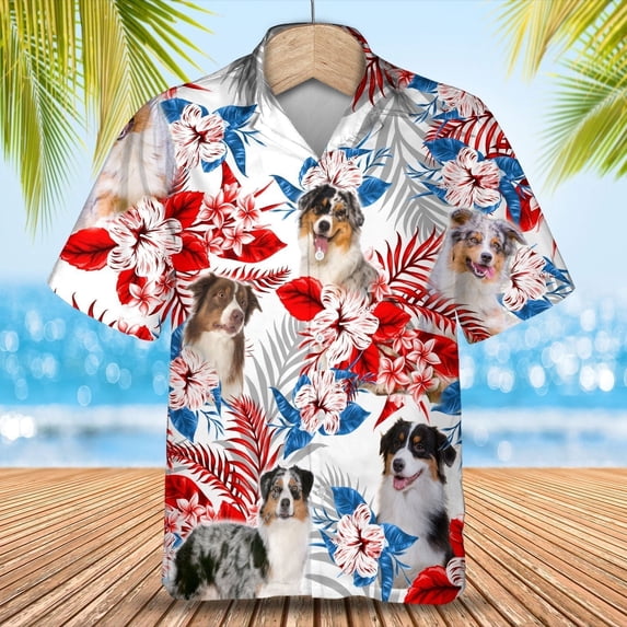 Australian Shepherd Hawaiian Shir, Cool Full Print Dog In Aloha Beach ...