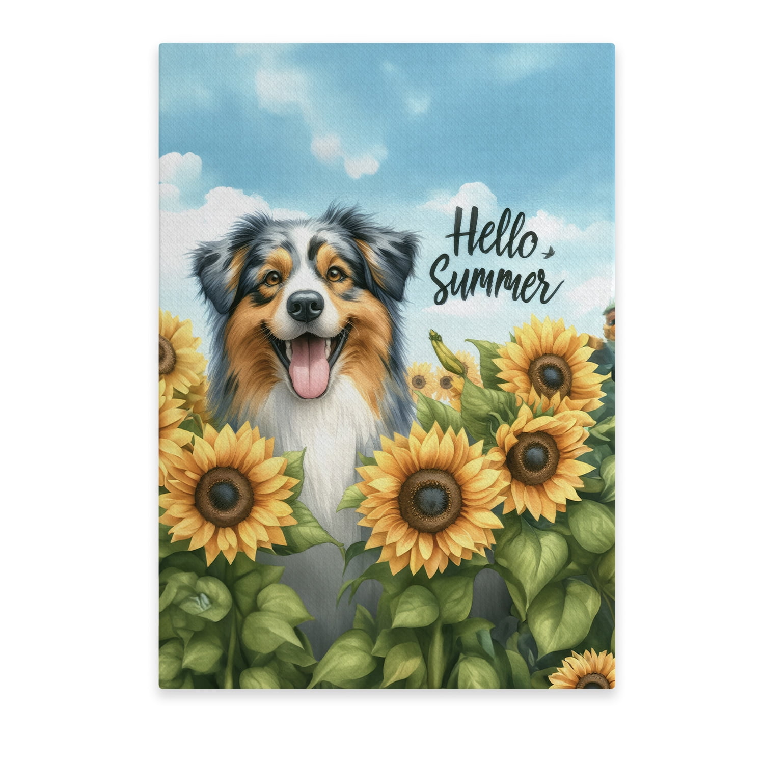 Australian Shepherd Hello Summer Sunshine Sunflowers Spring Retro ...