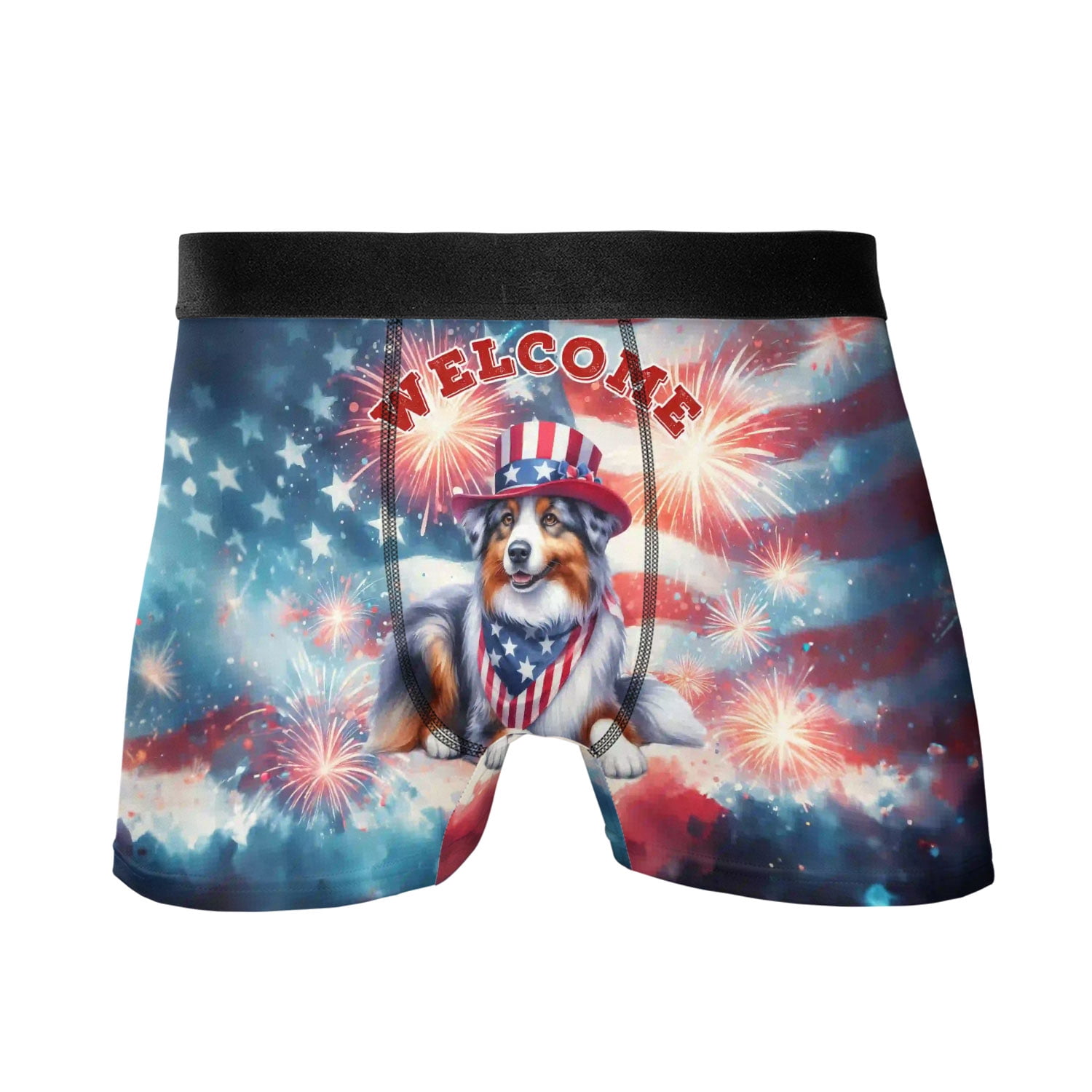 Australian Shepherd Patriotic Welcome for 4Th of July Independence Day ...