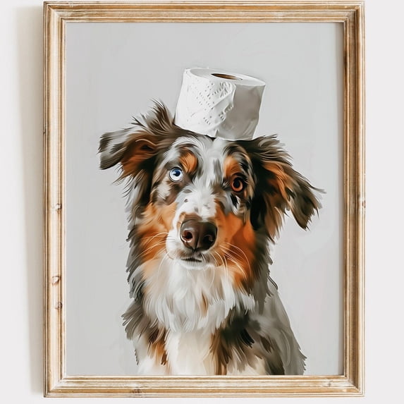 Australian Shepherd Poster - Aussie Dog Bathroom Decor Shepherd Wall ...