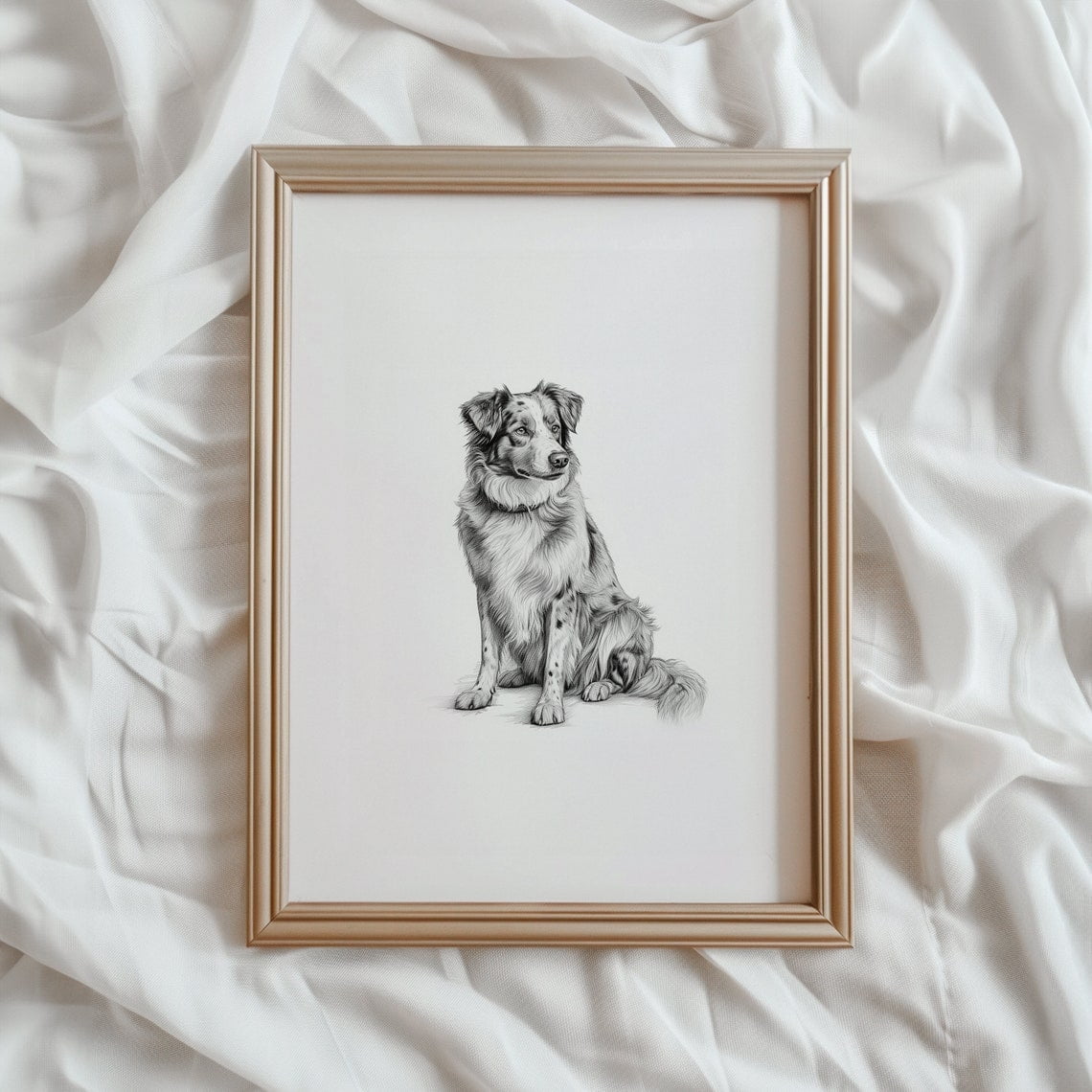 Australian Shepherd Print, Aussie Dog Sketch Wall Art, Pet Artwork ...