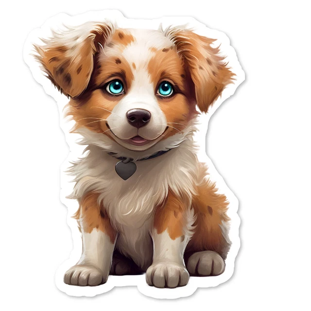Australian Shepherd Puppy Sticker, Water Bottle, Scrapbooking ...