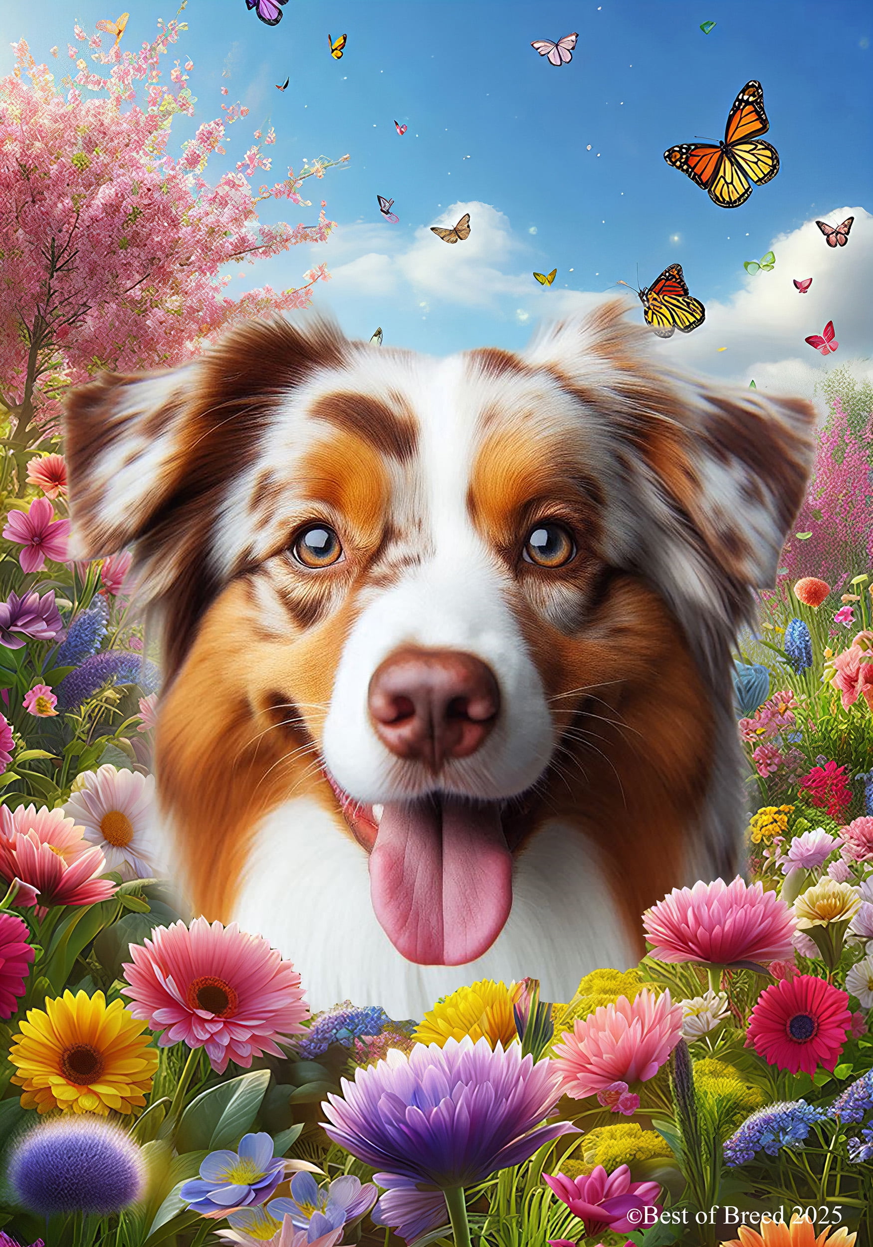 Australian Shepherd Red Merle - Best of Breed Spring Butterfly Outdoor ...