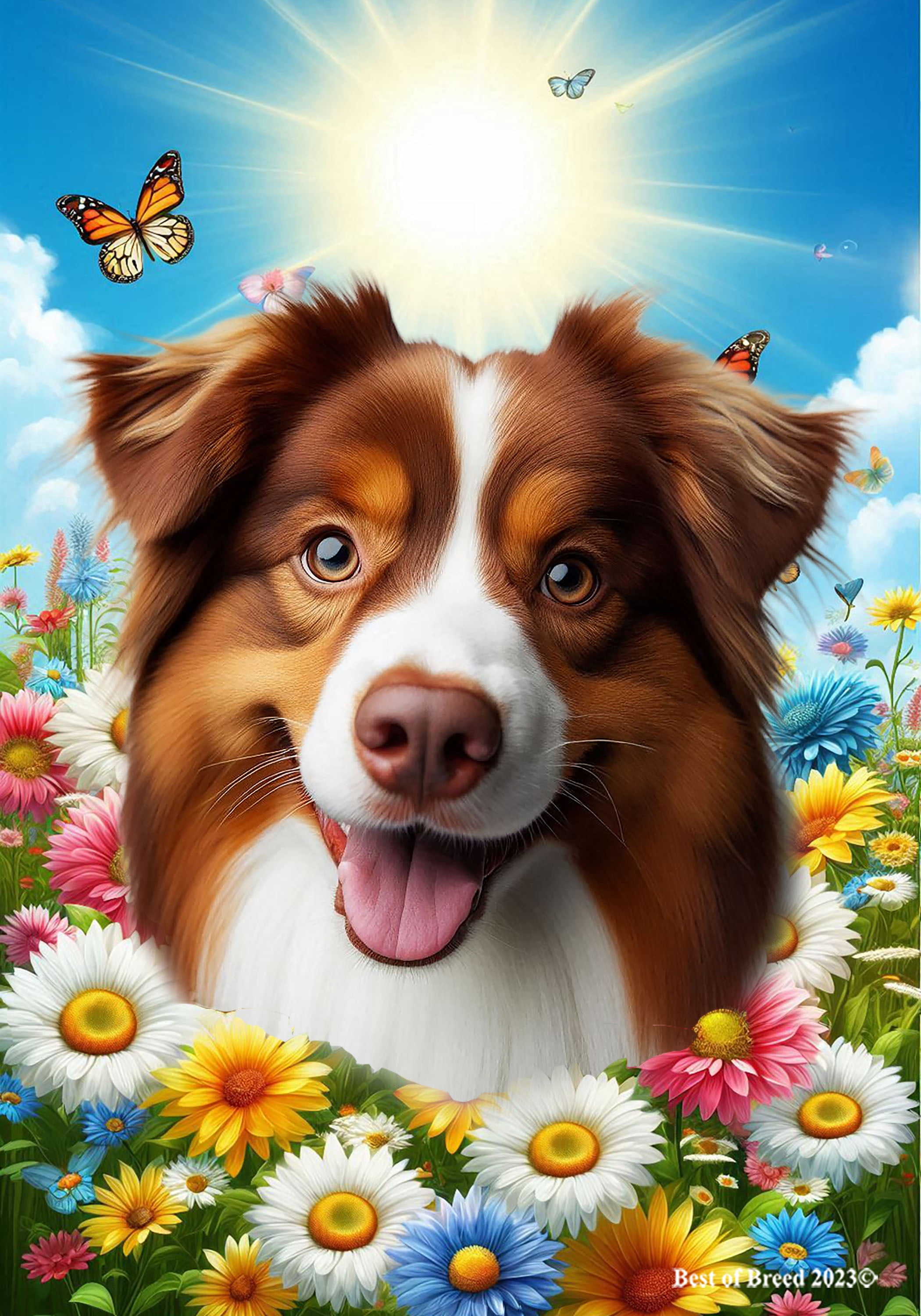 Australian Shepherd Red Tri - Best of Breed Summer Butterflies Outdoor ...