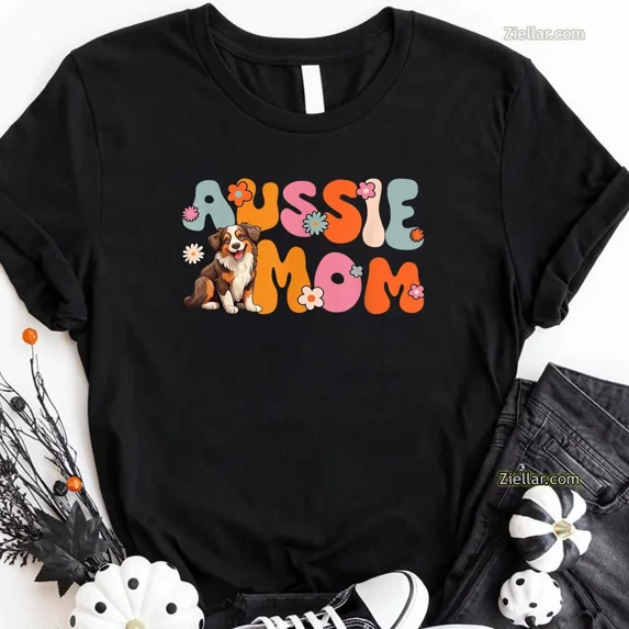 Australian Shepherd Red Tri Groovy Aussie Mom Graphic Dog Unisex T ...