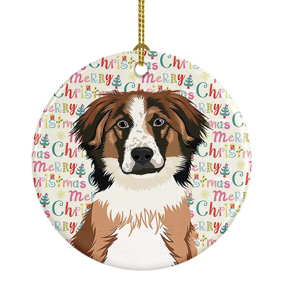 Australian Shepherd Red Tricolor Tree Ceramic Ornament WDK2077CO1 2PCS ...