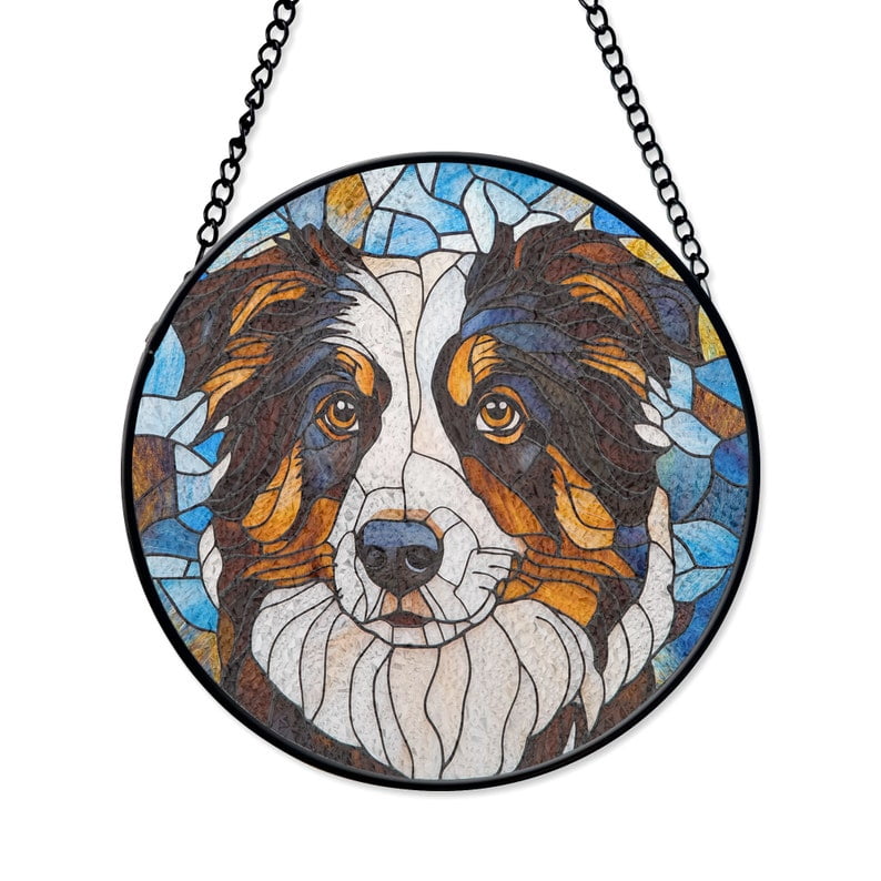 Australian Shepherd Stained Glass Panel – Unique Dog Art Decor with ...
