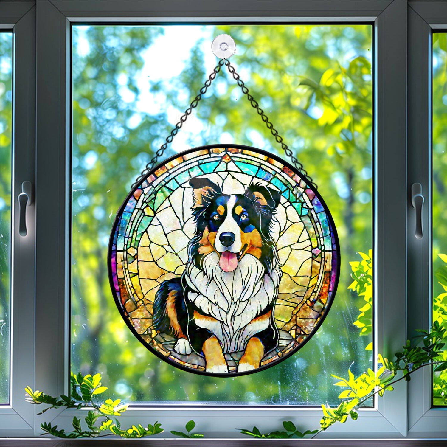 Australian Shepherd Stained Glass Suncatcher, Australian Shepherd Glass ...