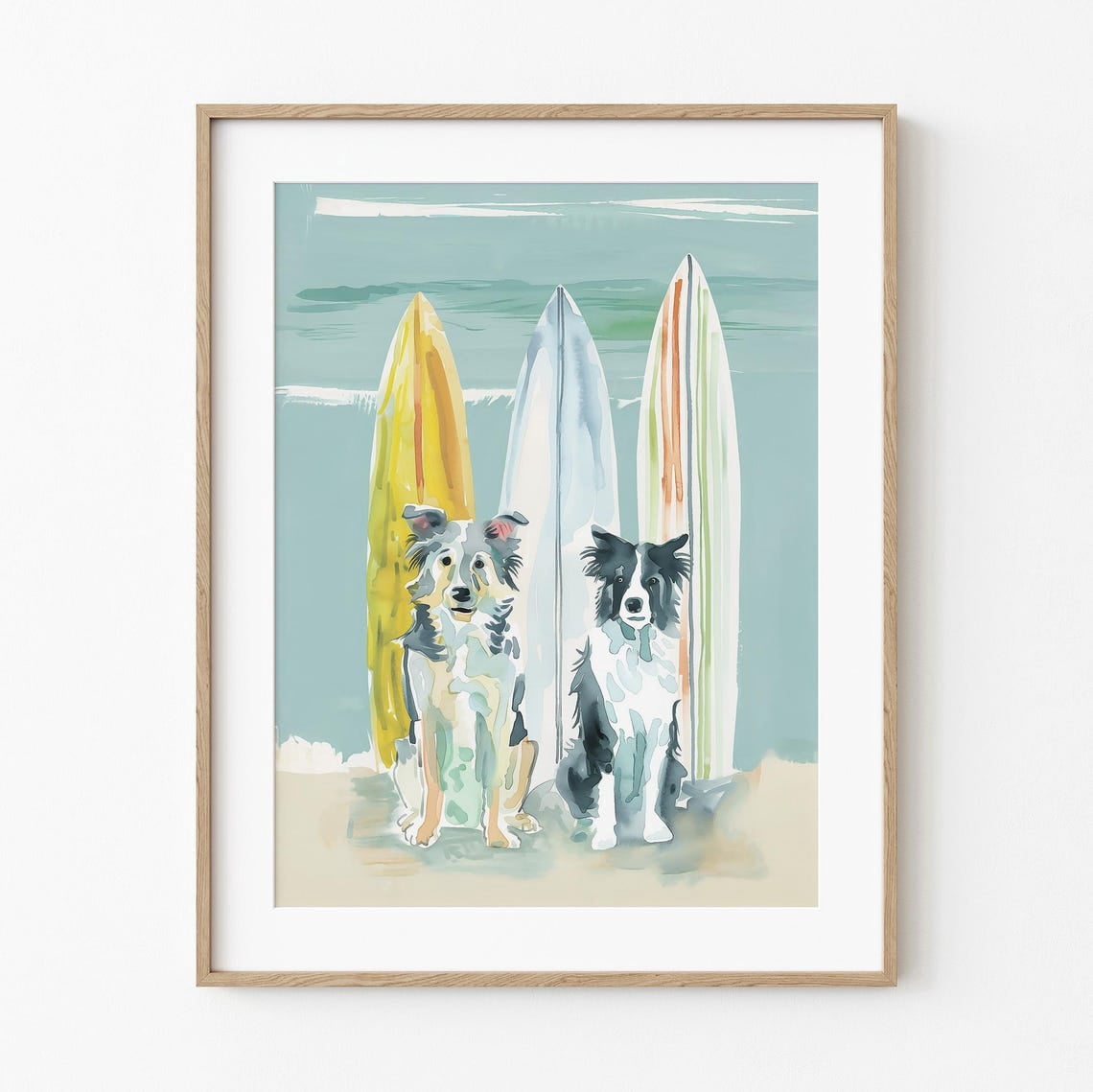 Australian Shepherd Surf Dogs Seaside Dog Lover Fun Whimsical Surfer ...