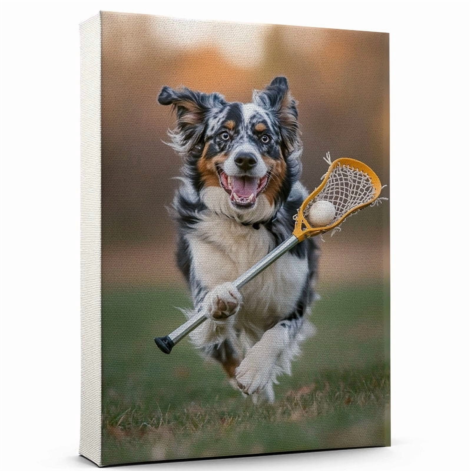 Australian Shepherd Vintage Dog Lacrosse Canvas – Artistic Sports ...