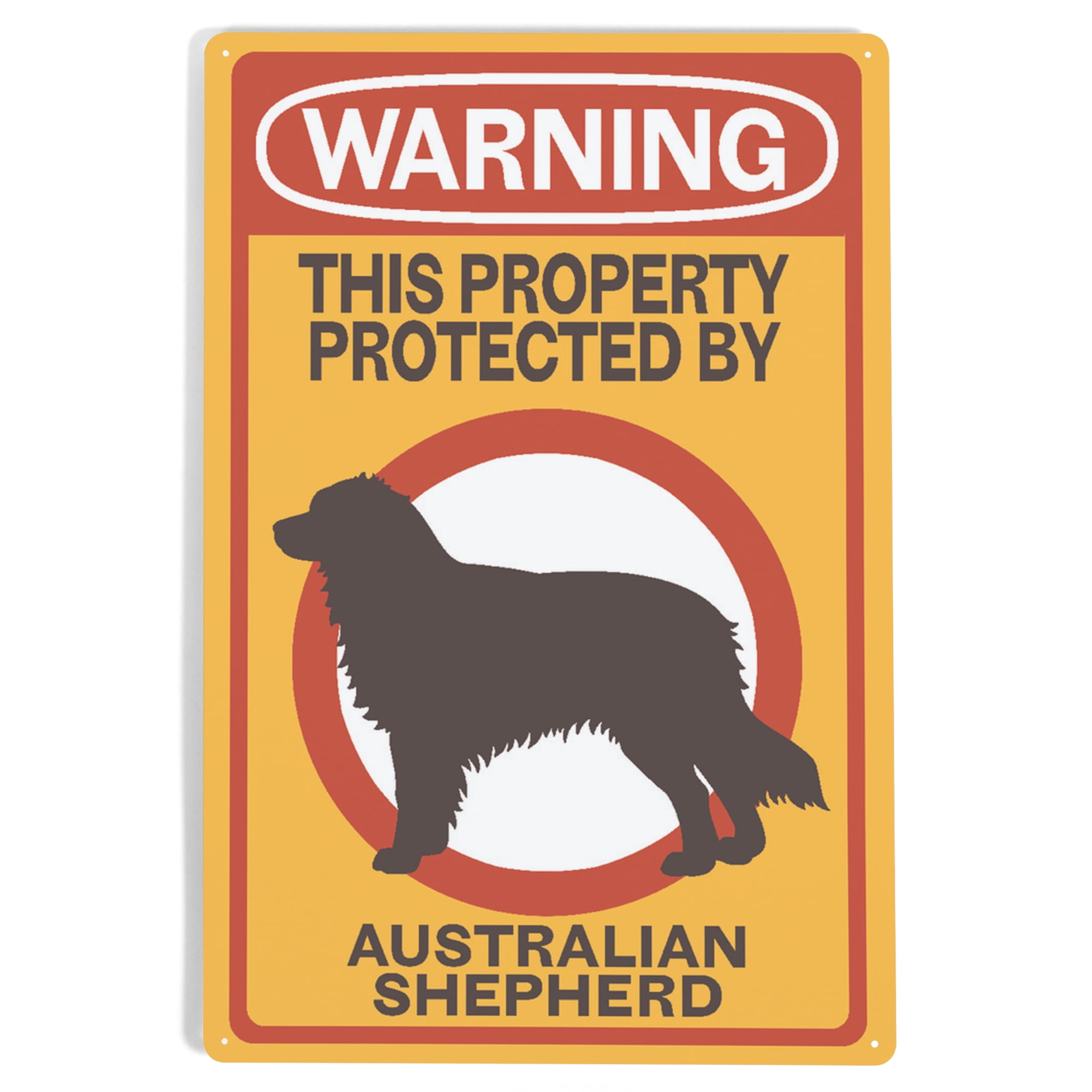 Australian Shepherd, Warning (12x18 Aluminum Art, Indoor Outdoor Metal ...