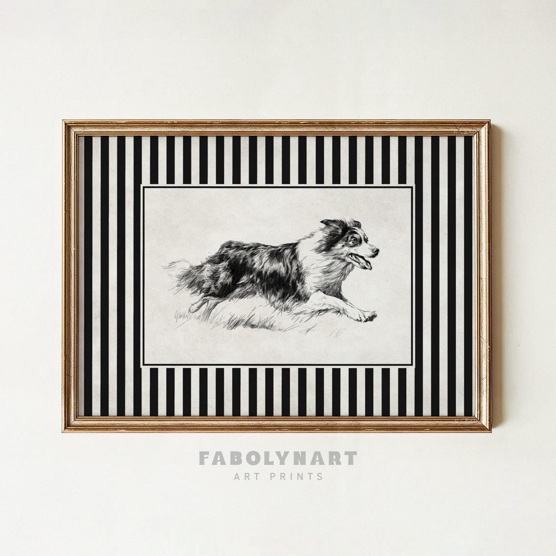 Australian Shepherd With Zoomies Black Striped Running Dog Sketch ...