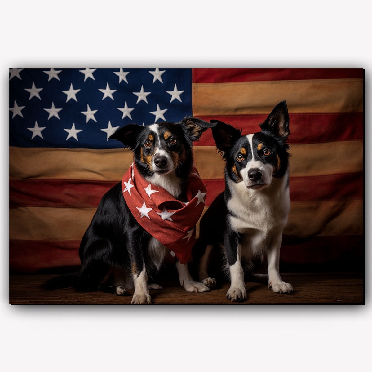 Australian Stumpy Tail Cattle Dog with American Flag Canvas Wall Art ...