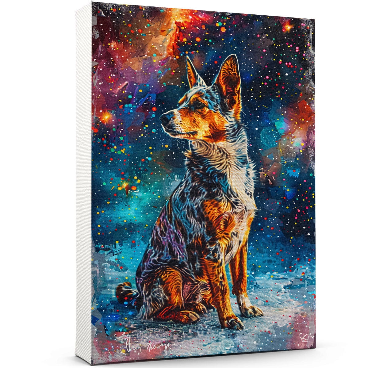 Australian Stumpy Tail Cattle Dog Wall Art, Dog with Space Starry Night ...