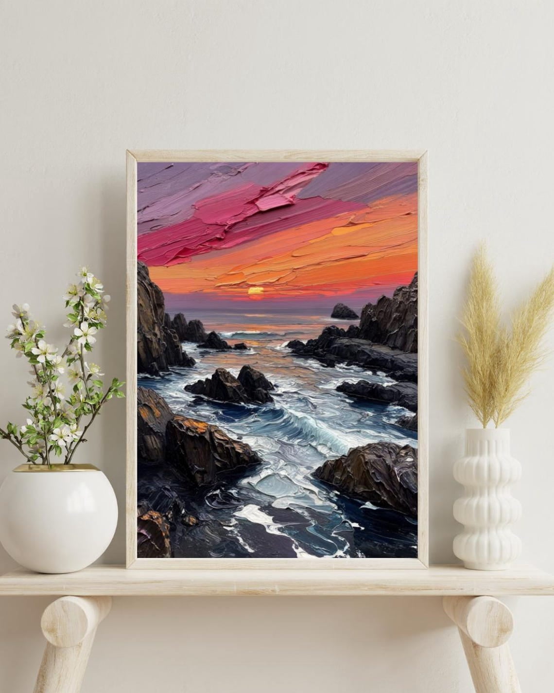 Australian Sunset Cove Coastal Wall Art Poster Unframed Paper Print ...