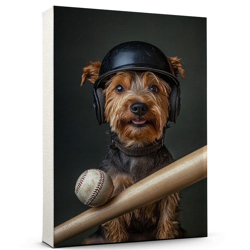 Australian Terrier Cute Dog Baseball Stretched Canvas Size 8x12 – Retro ...