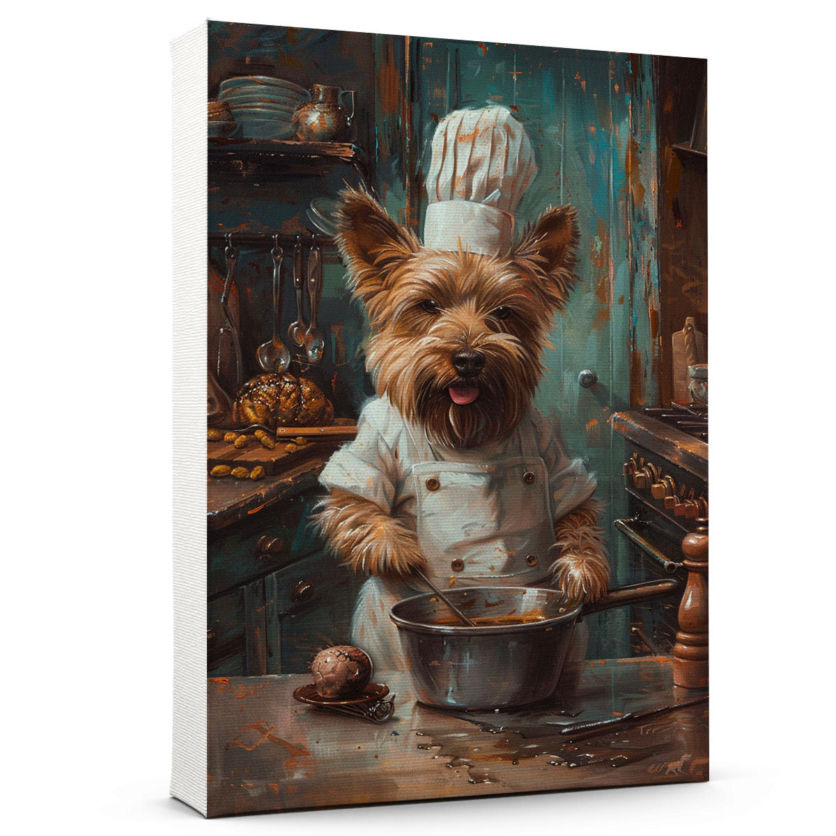 Australian Terrier Dog Chef Cooking Poster Wall Art, Kitchen Artwork ...