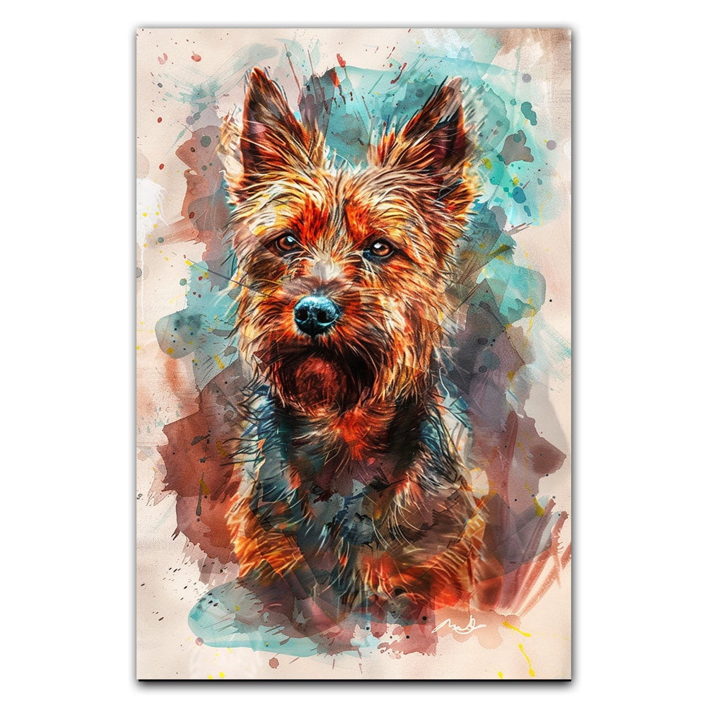 Australian Terrier Dog Poster Wall Art, Modern Cute Colorful Puppy ...