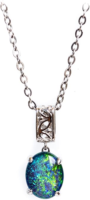 Australian Triplet Opal Necklace - 14x10mm FireOpal - Genuine Triplets ...