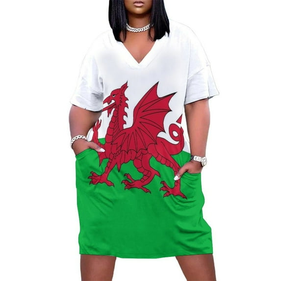 Australian Welsh Heritage Flag Loose Pocket Dress Dresses Summer Summer ...