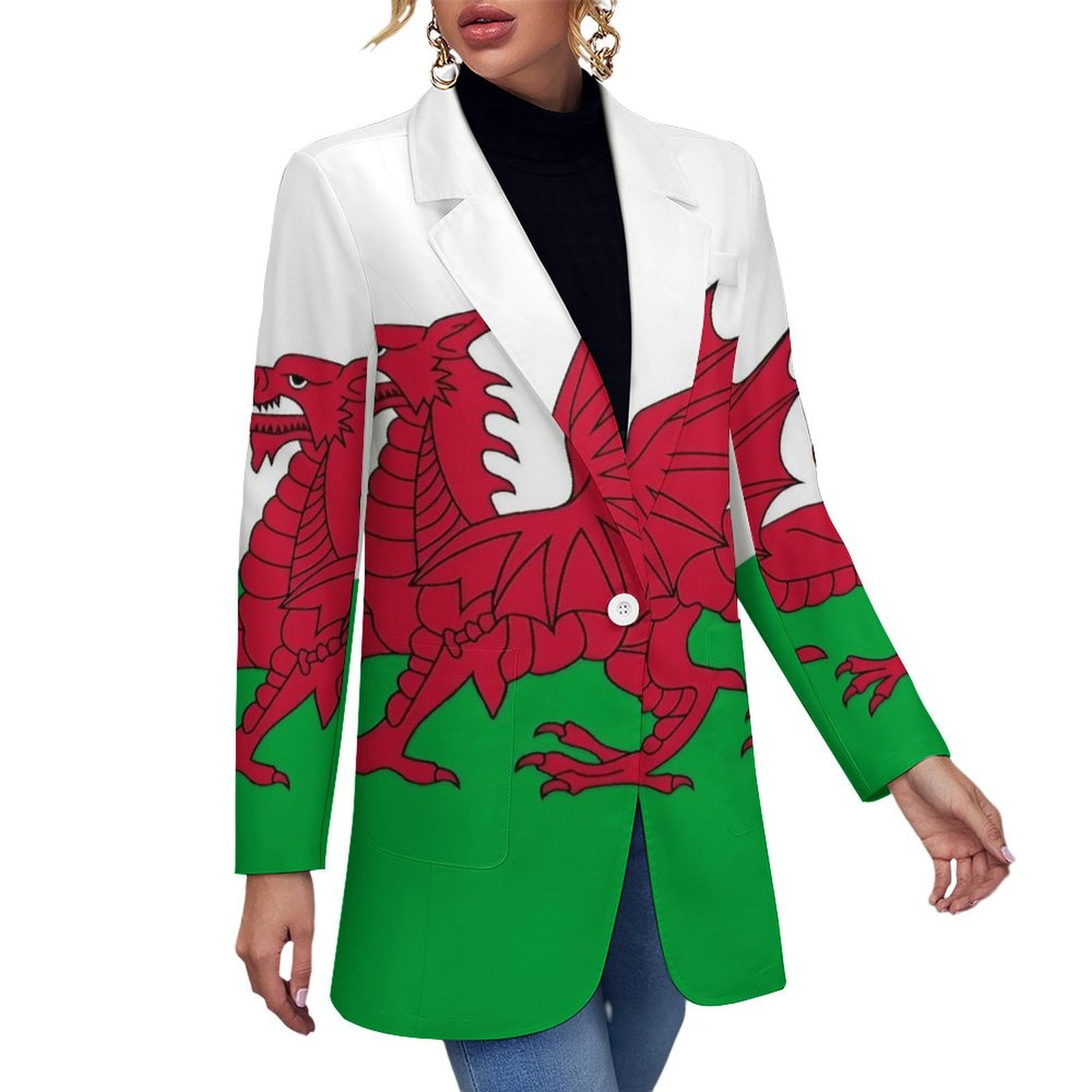 Australian Welsh Heritage Flag Woman Casual Loose Suits Summer Jacket ...
