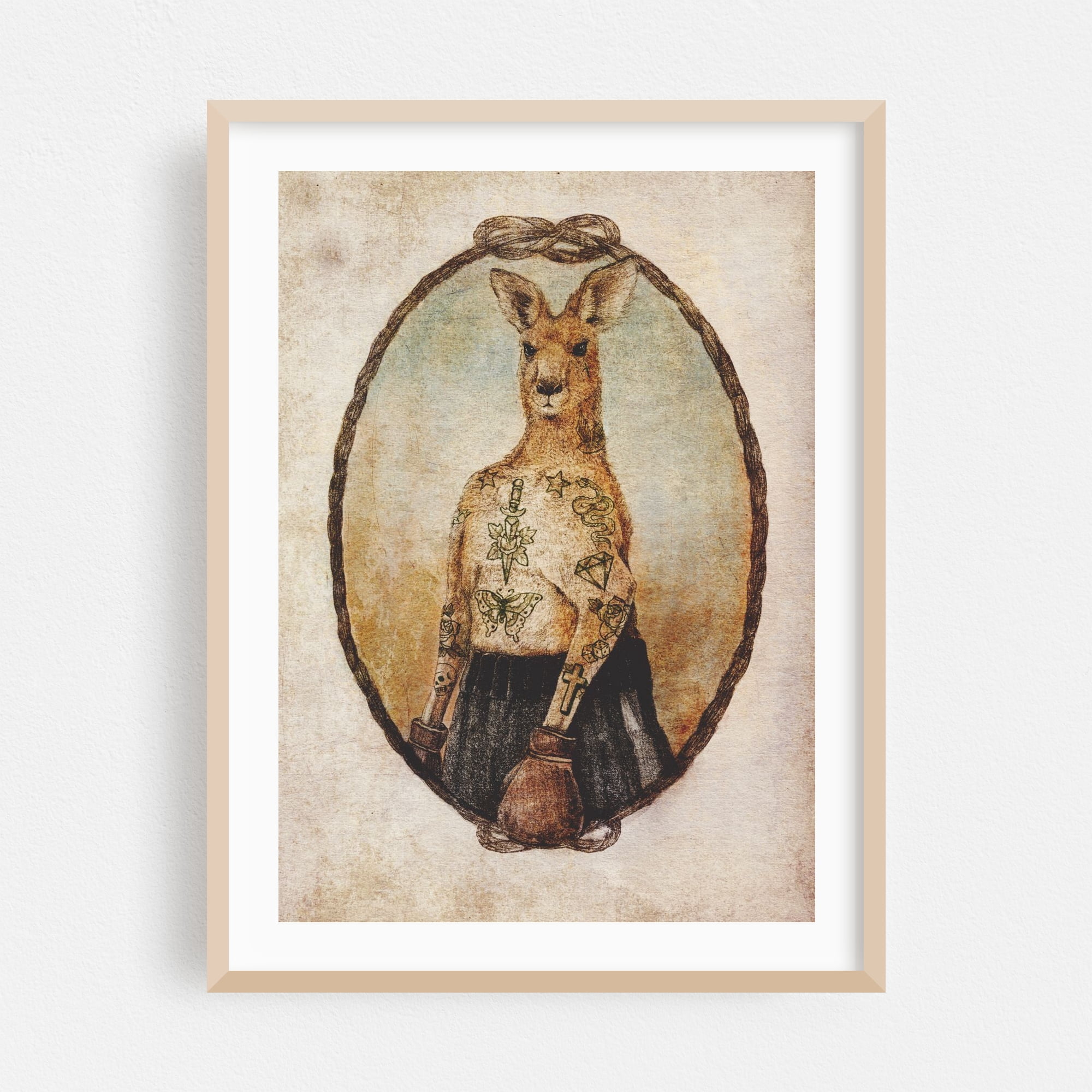 Australian boxer - Drawing Surrealism Humor Vintage Animal Pop Art Oak ...
