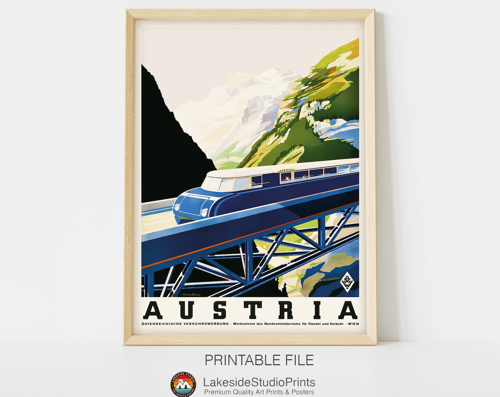 Austria By Rail Retro Travel Poster Vintage Travel Poster Art Home ...