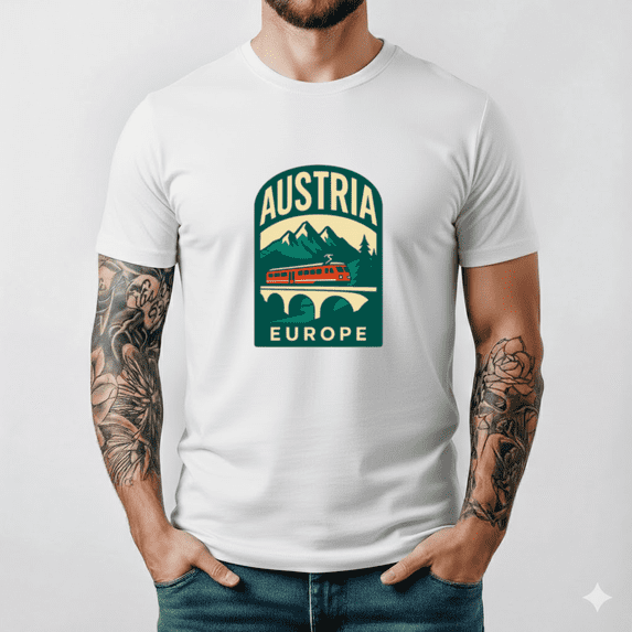 Austria Europe Mountain Train Travel Design Graphic Casual Shirt Top ...