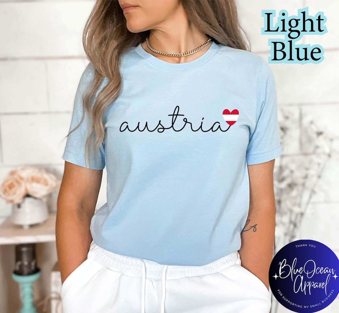 Austria Heart Flag Shirt, Austrian Pride Tee, Minimal Travel Gift, Cute ...