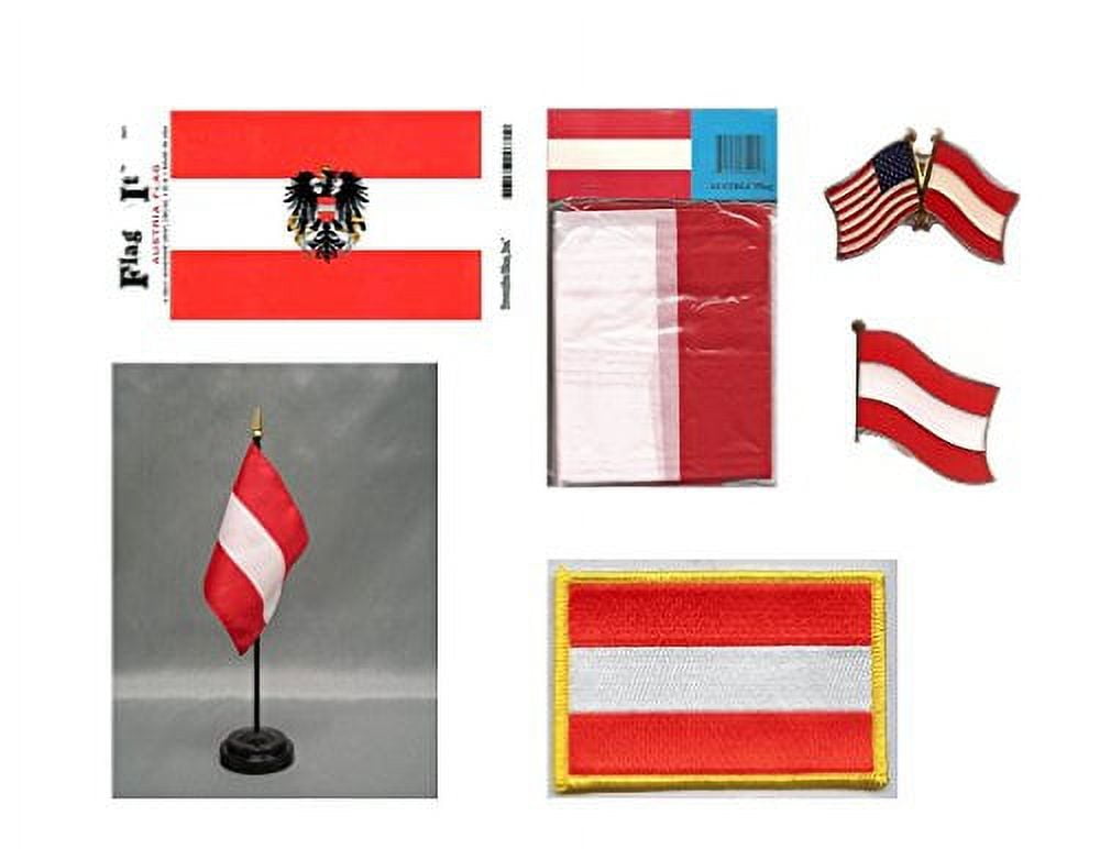 Austria Heritage Flag Pack - Includes a Austrian 3x5' Flag, Vinyl Flag ...