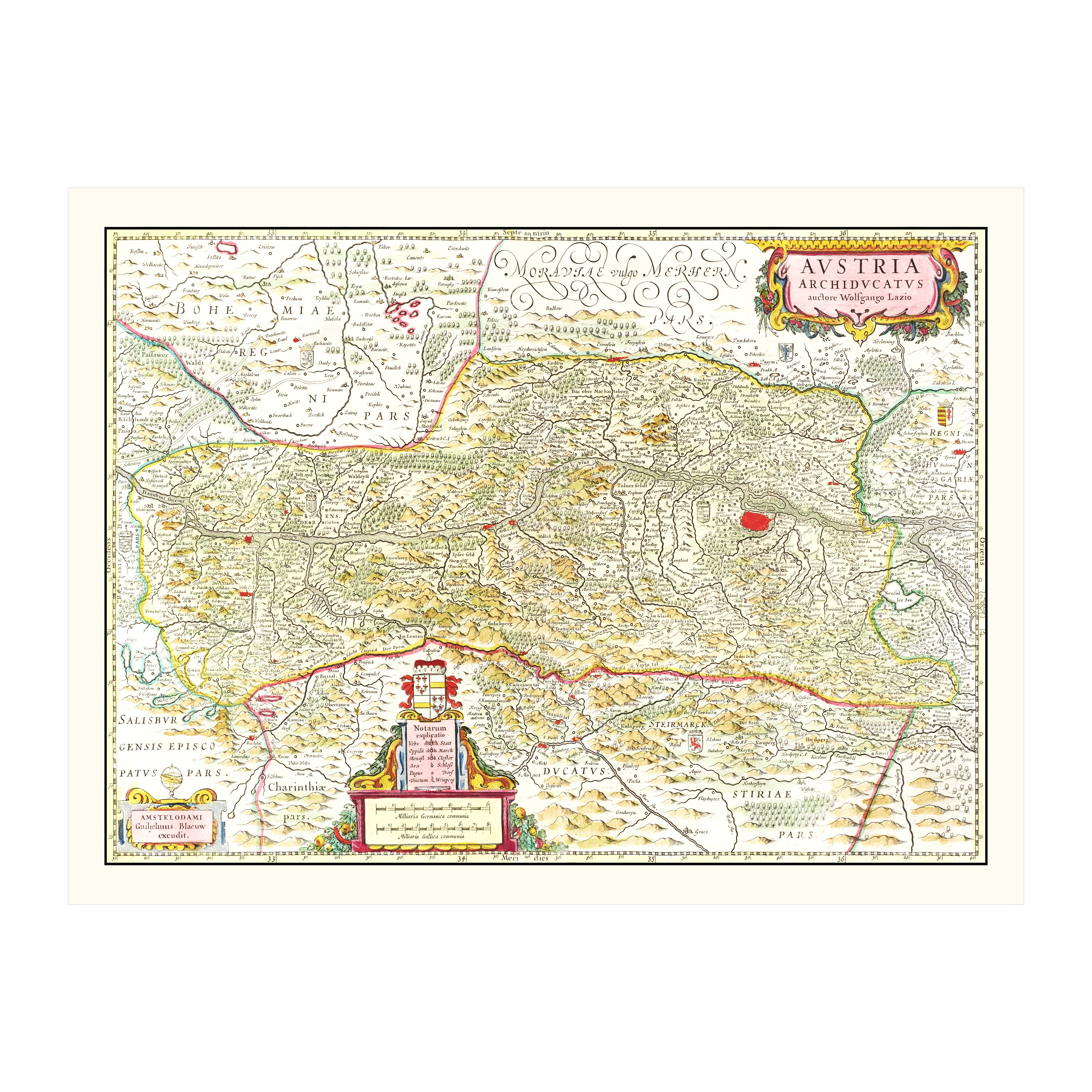 Austria Map, 1665 Vintage Map of Austria History Wall Decor Gift, Old ...