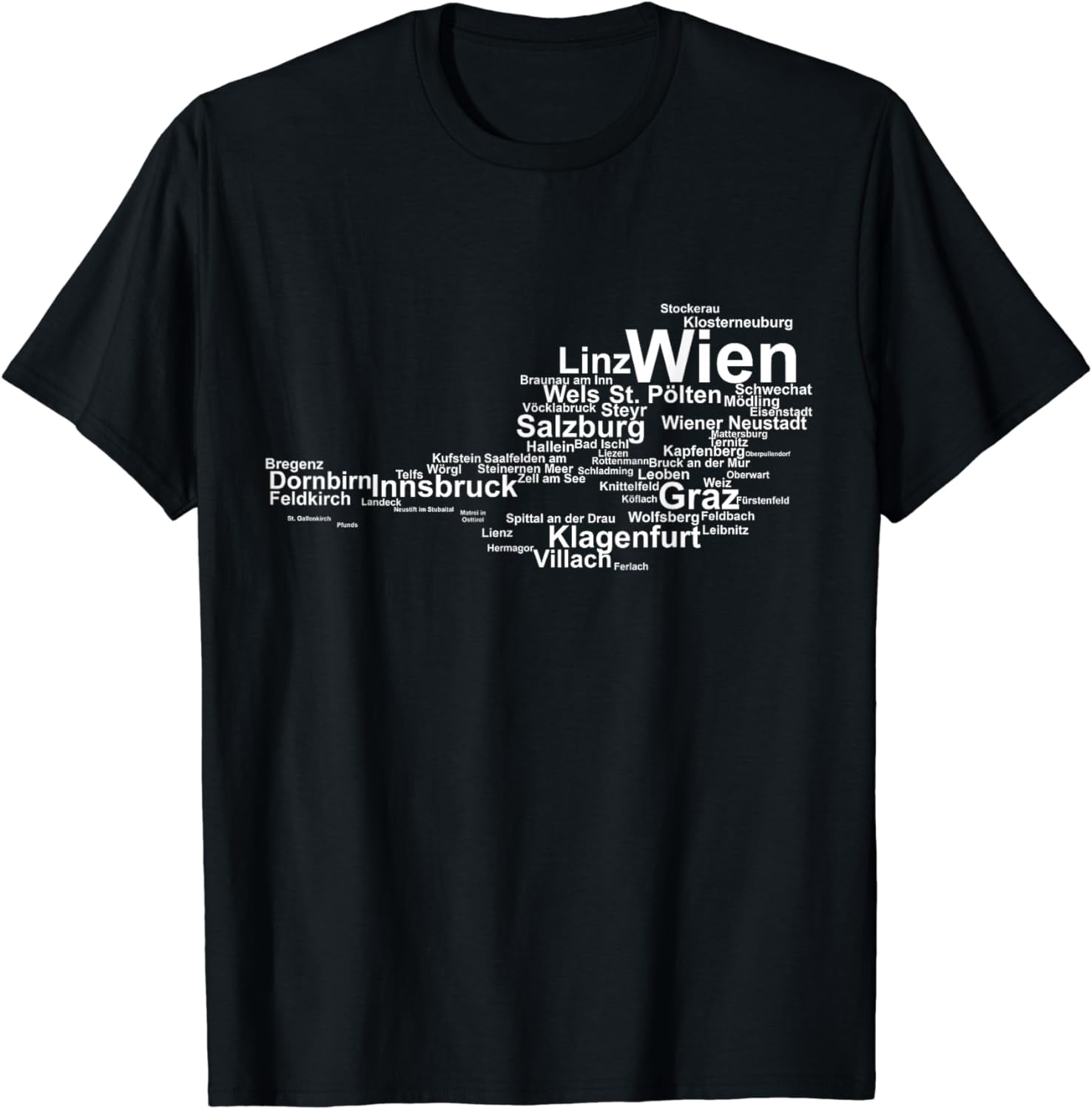 Austria Map Silhouette Cities Towns Travel Vacation Vienna T-Shirt ...