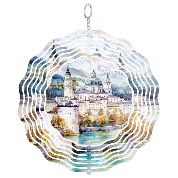 Austria Mountains 3D Wind Spinner Stainless Steel Kinetic Yard Art ...