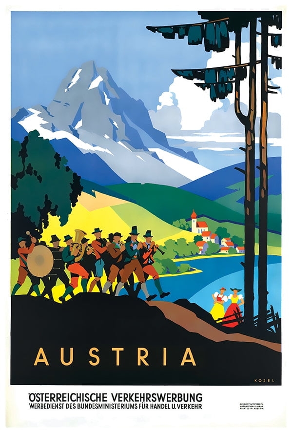 Austria - Osterreichische v2 - Vintage Travel Poster (12x18Inches ...
