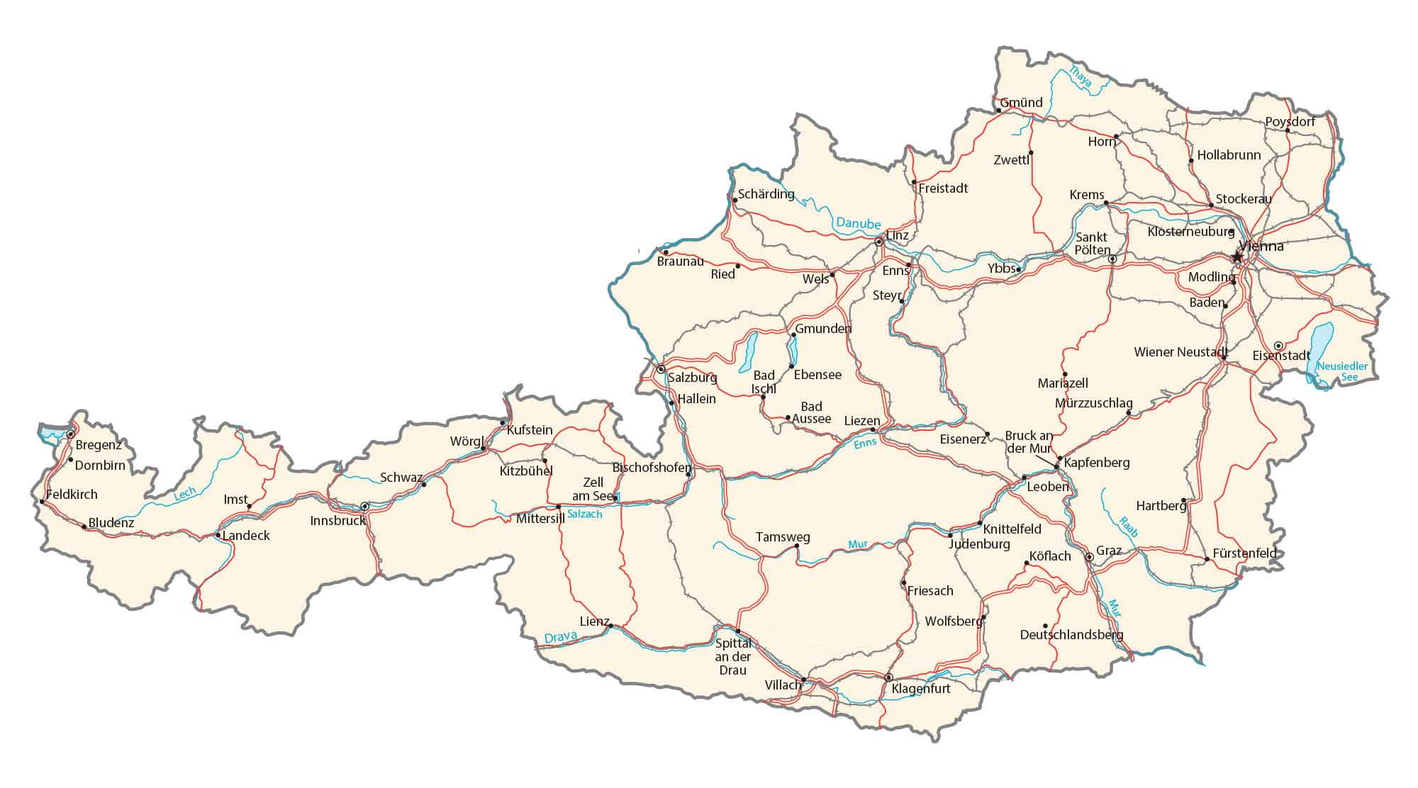 Austria Road Map GLOSSY POSTER PICTURE PHOTO PRINT BANNER ...