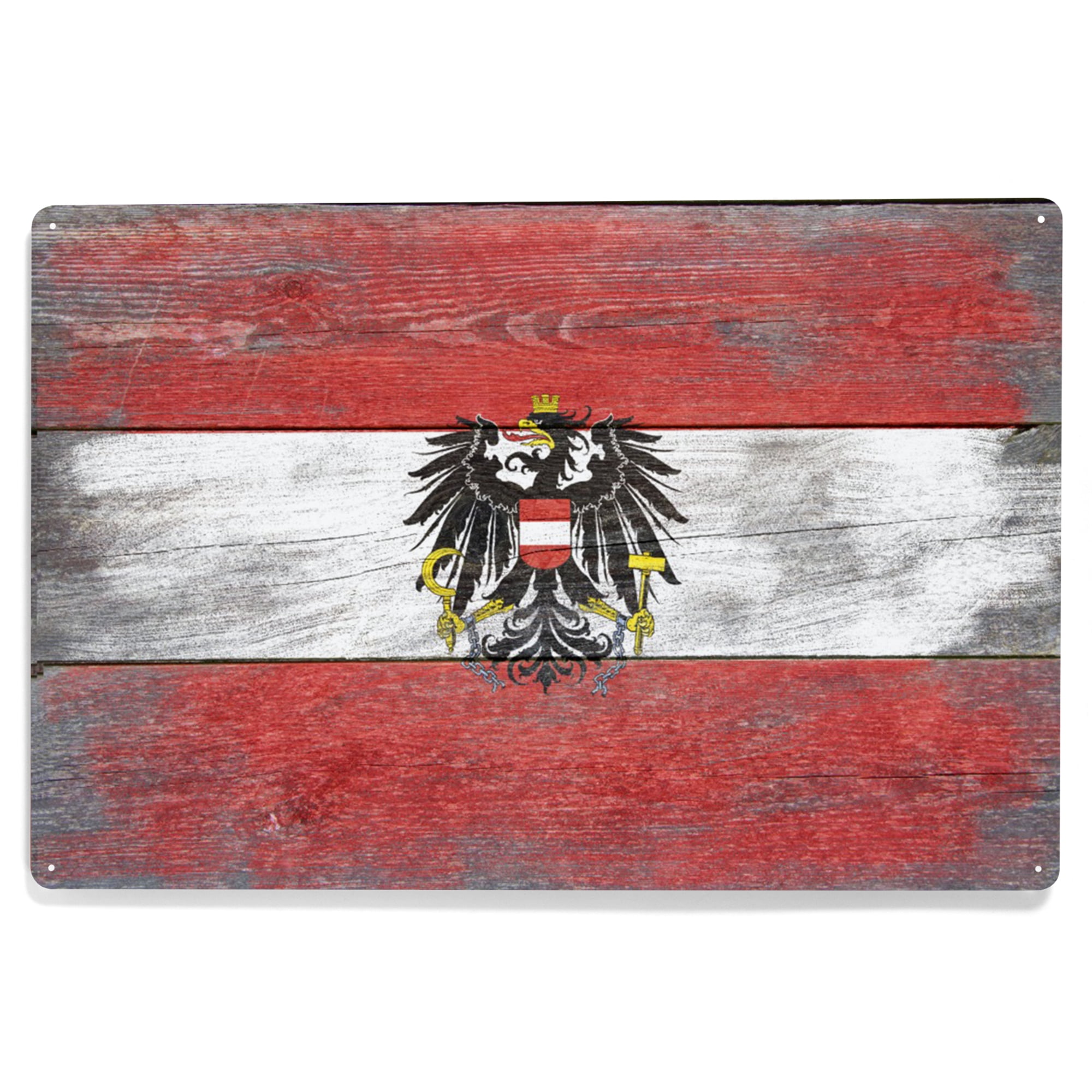Austria, Rustic Country Flag (12x18 Aluminum Art, Indoor Outdoor Metal ...