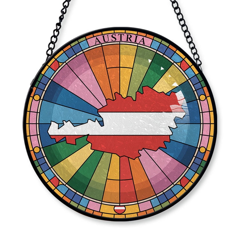 Austria Travel Decor Suncatcher Stained Glass Window Hanging, Gift for ...