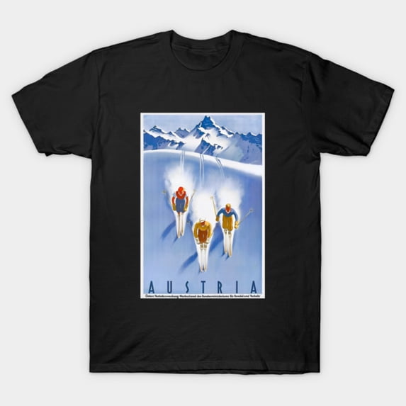 Austria Vintage Ski Retro European Alpine Winter Resort Travel Graphic ...
