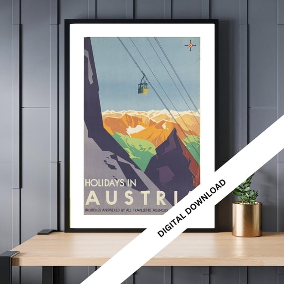 Austria Vintage Travel Poster Retro Art Wall Decor, Poster Home Decor ...