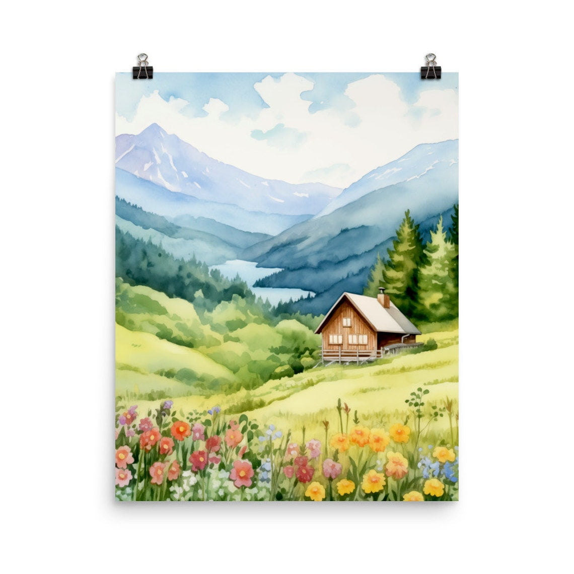 Austrian Alps Print, Chalet Wall Art, Mountain Landscape Poster, Alpine ...