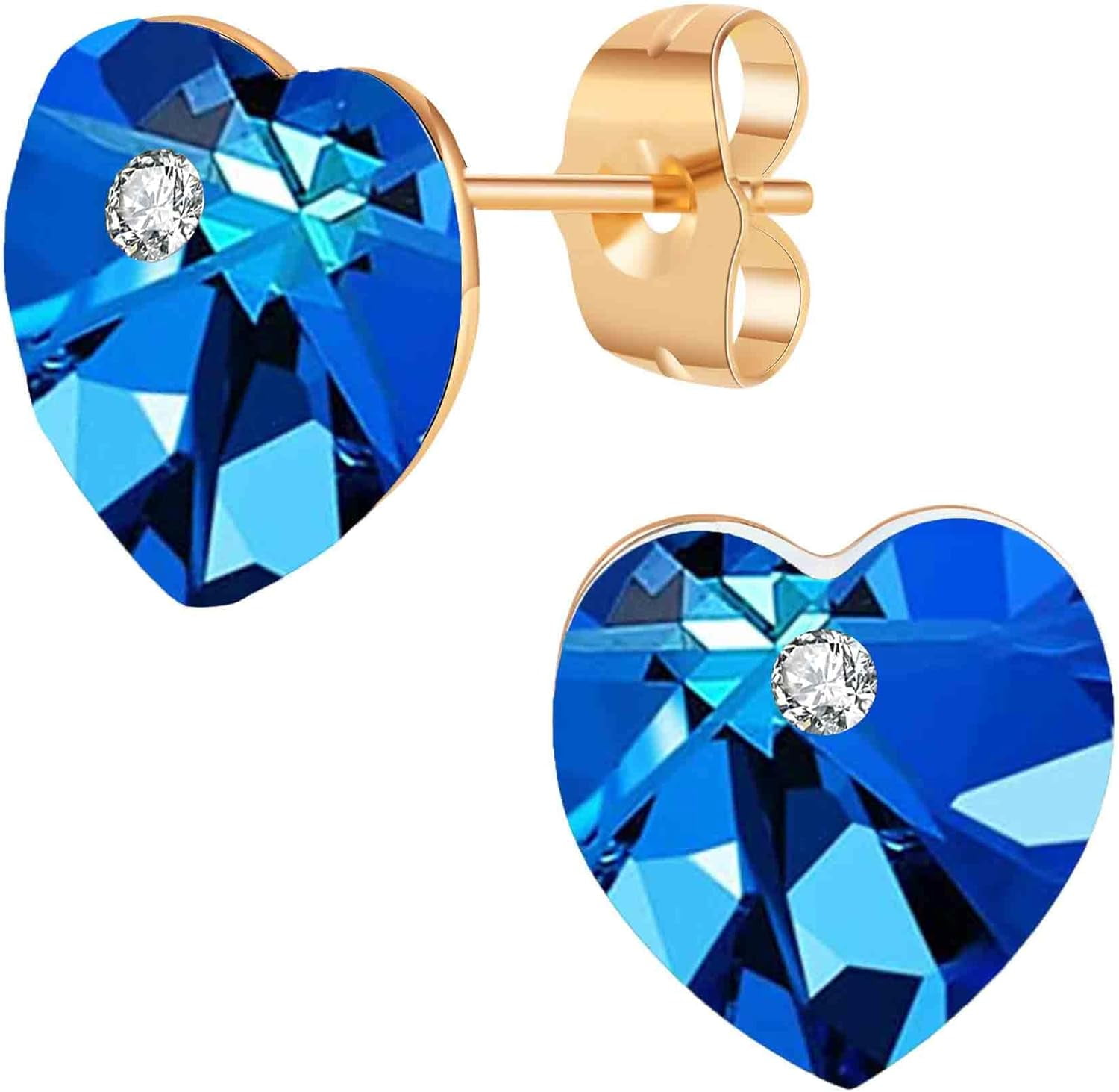 Austrian Crystal Heart Stud Earrings for Women, 925 Sterling Silver ...