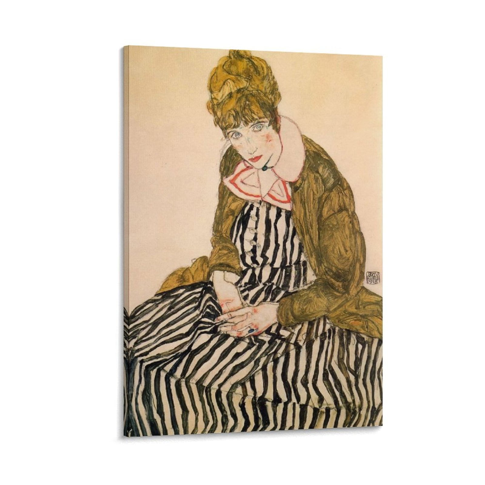Austrian Painter Egon Schiele Artist Wife Seated Retro Poster Home ...