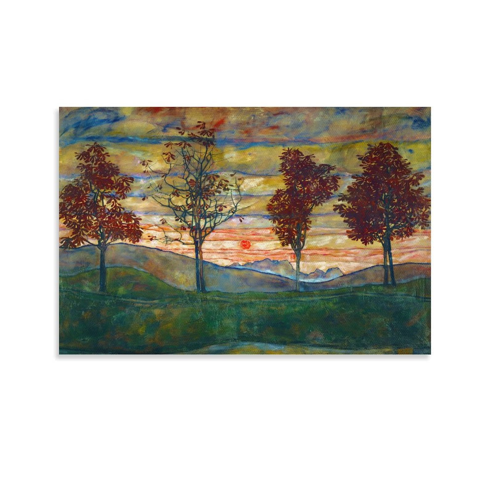 Austrian Painter Egon Schiele Four Trees Abstract Art Poster Print ...
