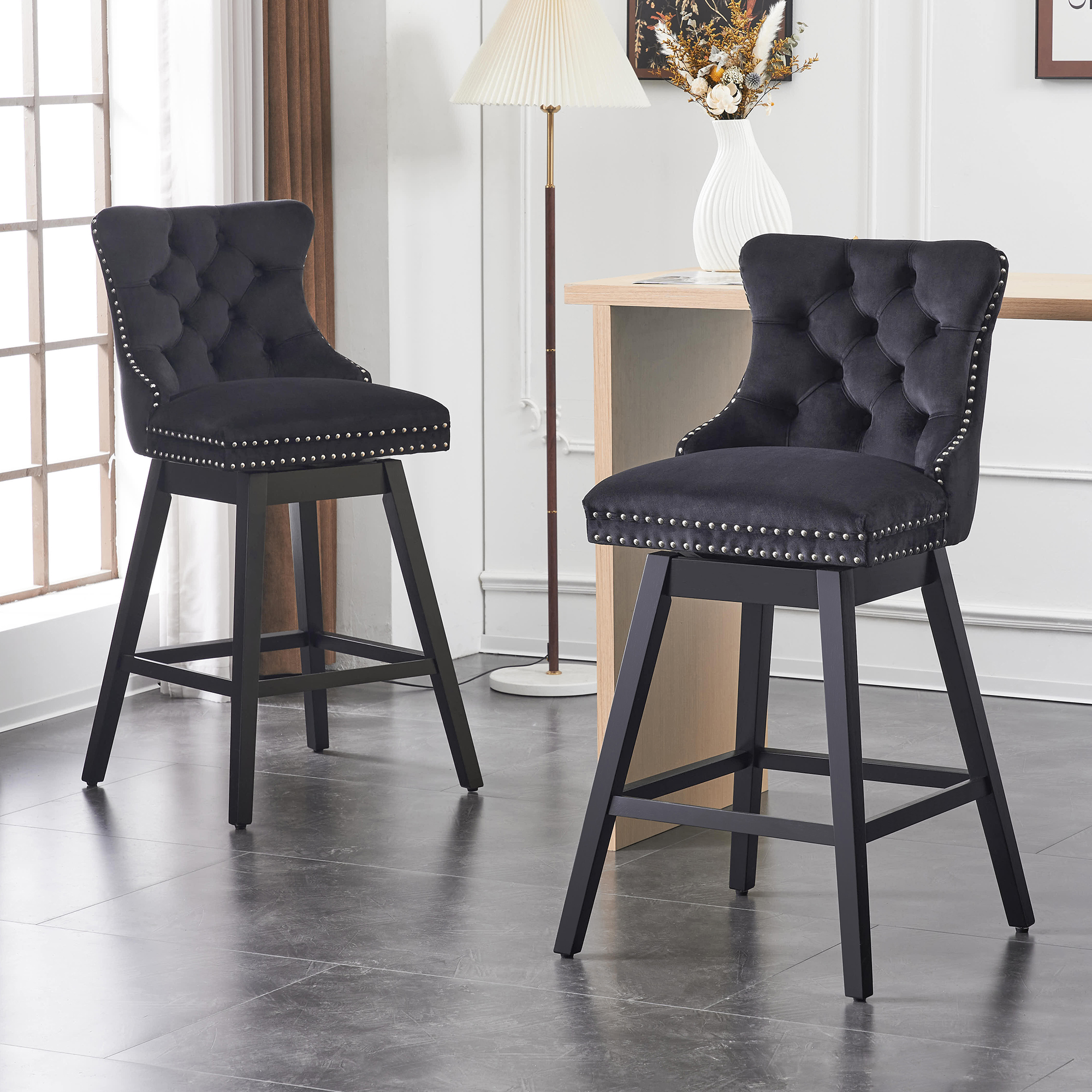 Boraam Hamilton Bar Height Backless Swivel Wood Bar Stool - Cherry ...