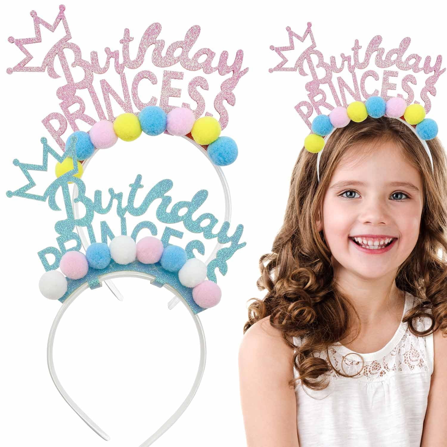Auswalar 2 PCS Birthday Crown Headband BSL1 for Women Girls,Glitter ...