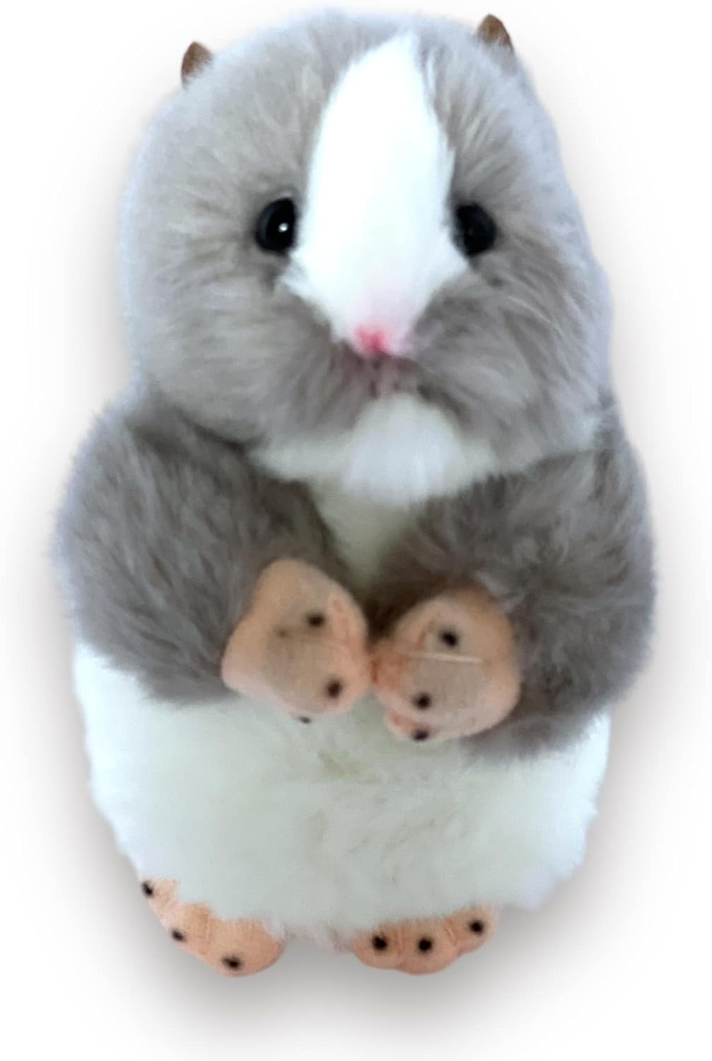 Auswella Plush 6" Grey and White Hamster Plushie, High-Quality Stuffed ...
