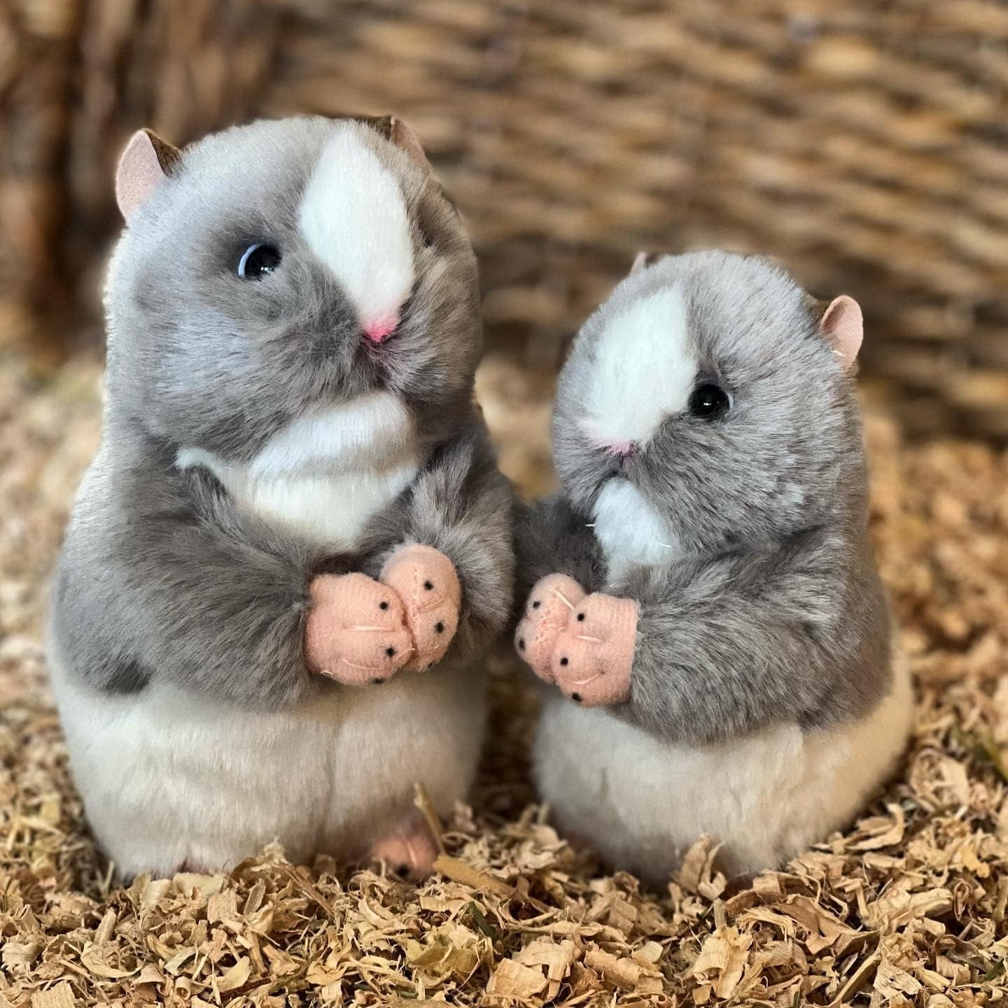 Auswella Plush Mini Hamsters- Set of Two Grey and White Hamsters ...
