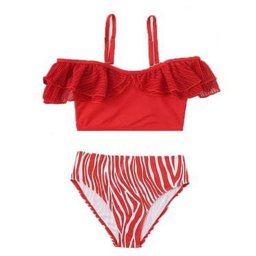 SUEE Girls Princess Peach Swimsuit 2-Piece Off Shoulder Bathing Suit ...